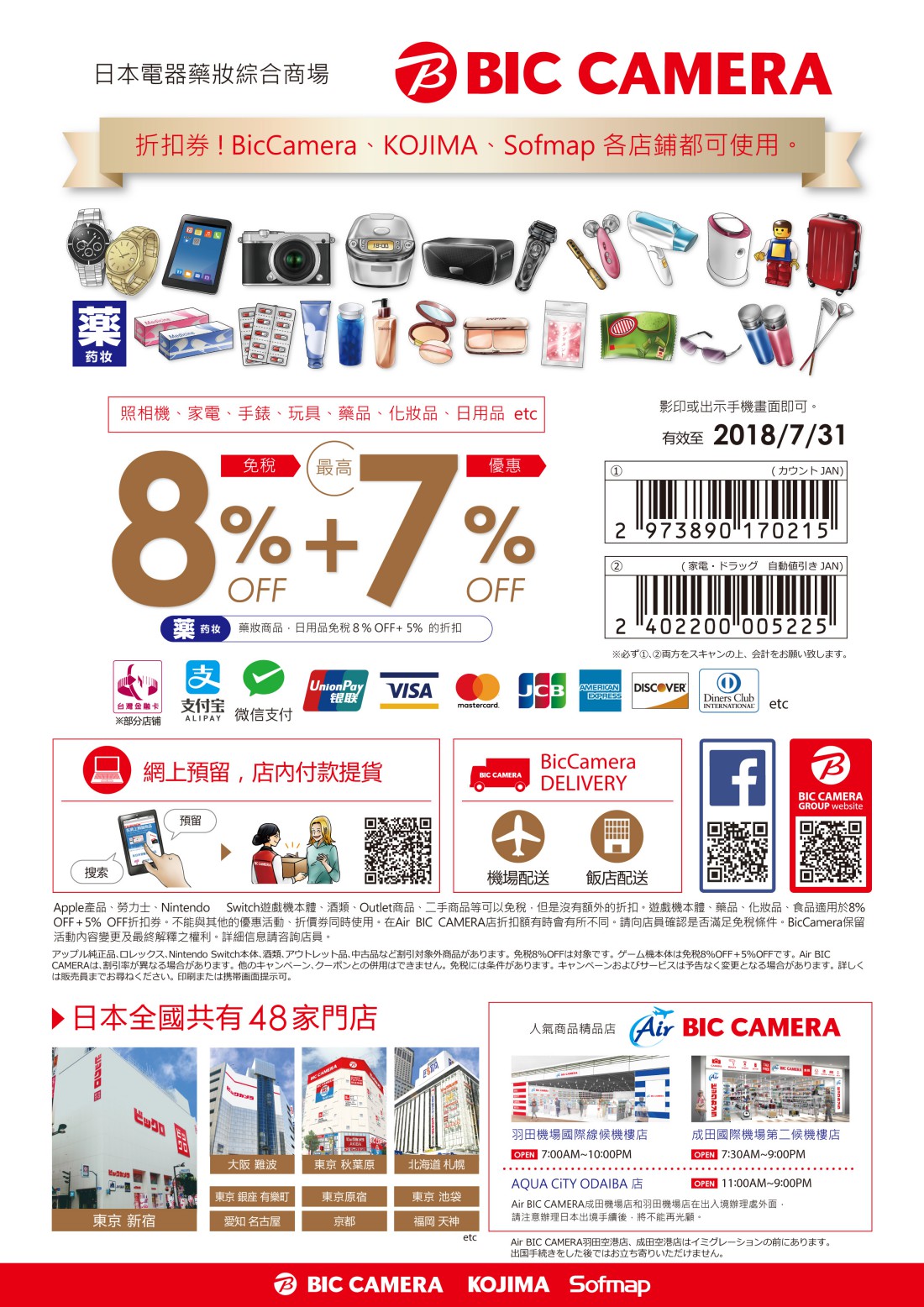 BIC CAMERA 免税8％+優待7％ OFF 優惠折價券免費下載|日本最大3C賣場！相機藥妝紅酒精品超好買！ – Umie [娃娃國娃娃兵]